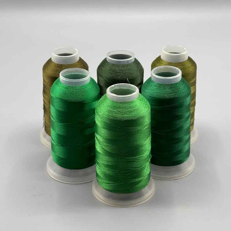 نخ های گلدوزی با چرخ ترک طیف سبز - خرازی گلستان